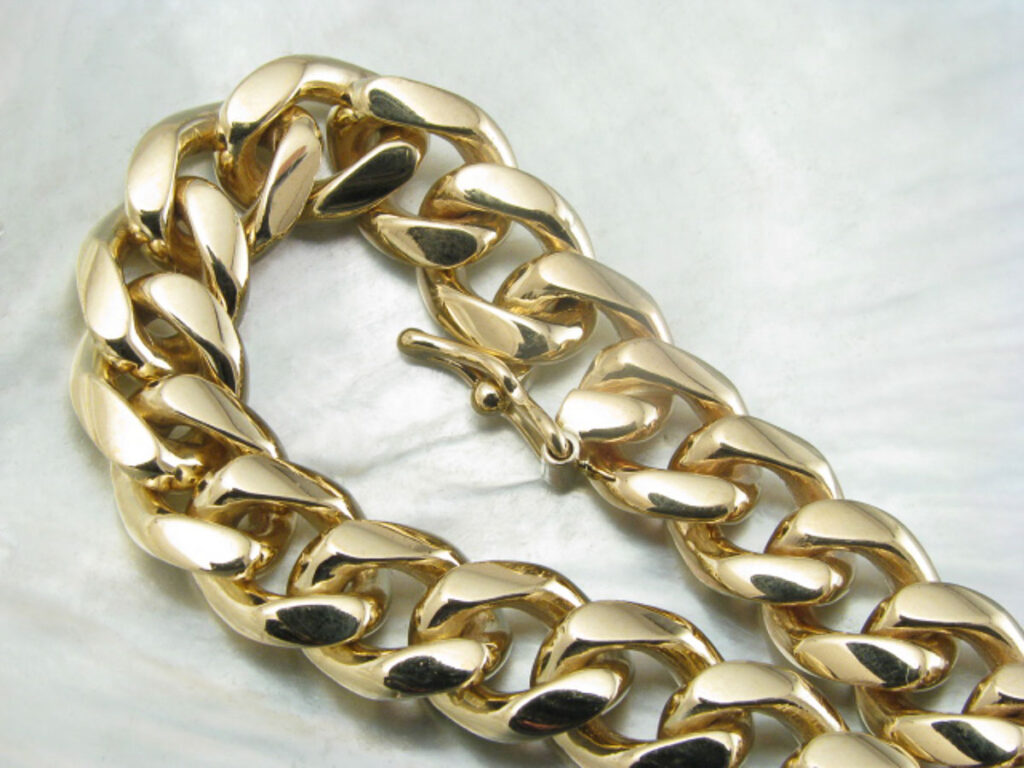 handmade chain link bracelet, solid gold curb link